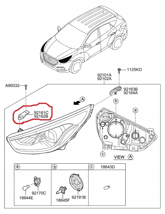 HYUNDAI TUCSON uchwyt zaczep reflektora 921312S500 - 9742302499 ...