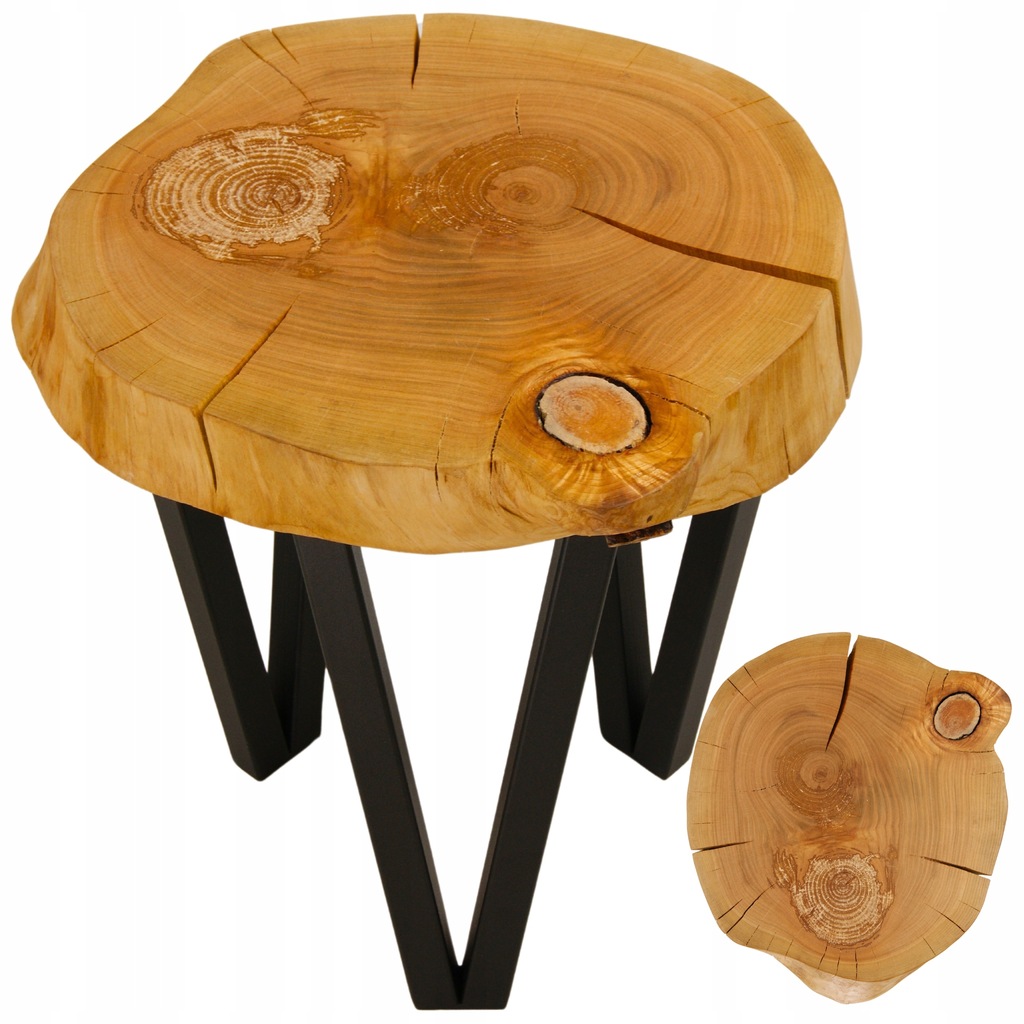 Stolik plaster drewna kawowy okragły LOFT naturalny PLASTEREK DREWNA ...