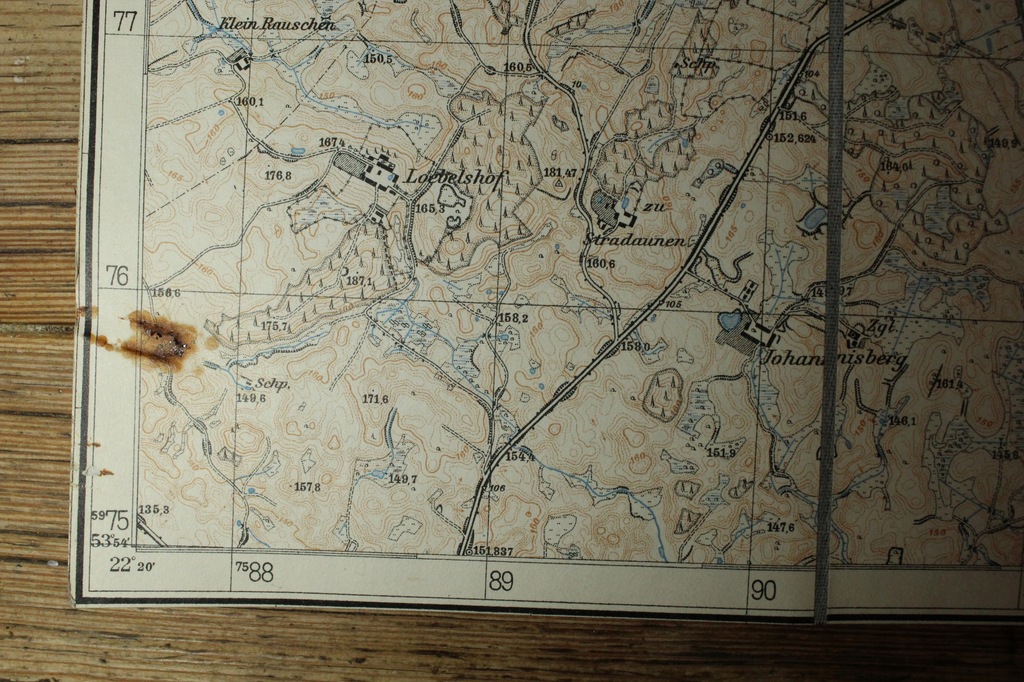 STARA MAPA EŁK Lyck OLECKO Margrabowa Treuburg GĄSKI PŁOCICZNO PRZYTUŁY ...