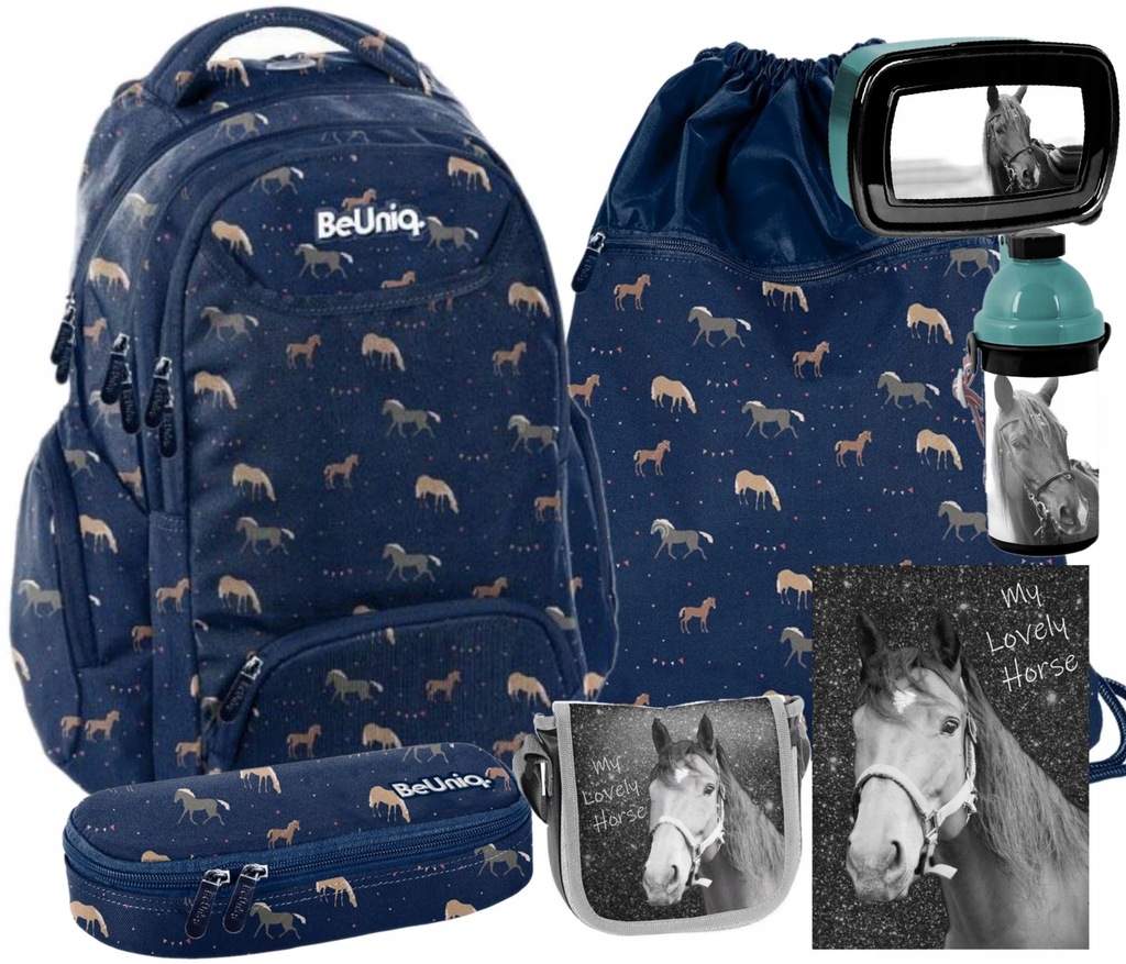 KOŃ KONIE Z KONIEM PLECAK SZKOLNY PIÓRNIK WOREK BIDON ŚNIADANIÓWKA 7W1 - 13387608731 - oficjalne ...