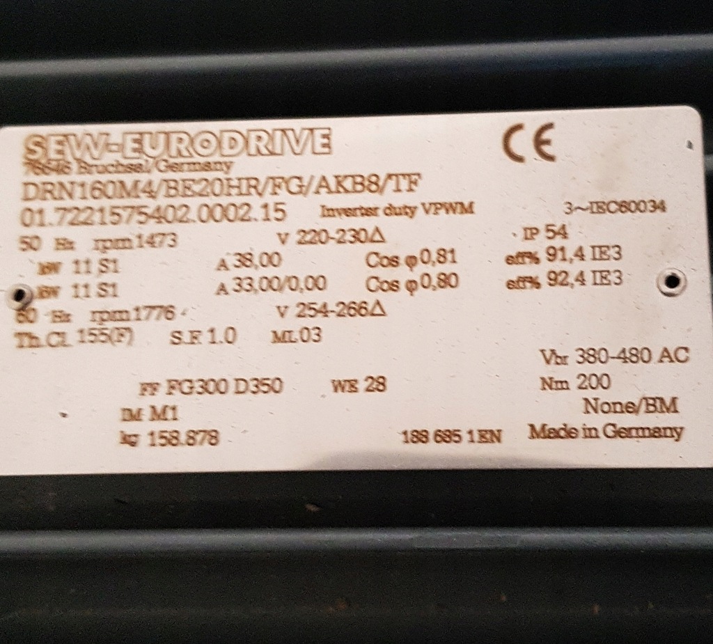 Silnik elektryczny SEW Eurodrive DRN160M4 11kW - 8084073965 - oficjalne ...
