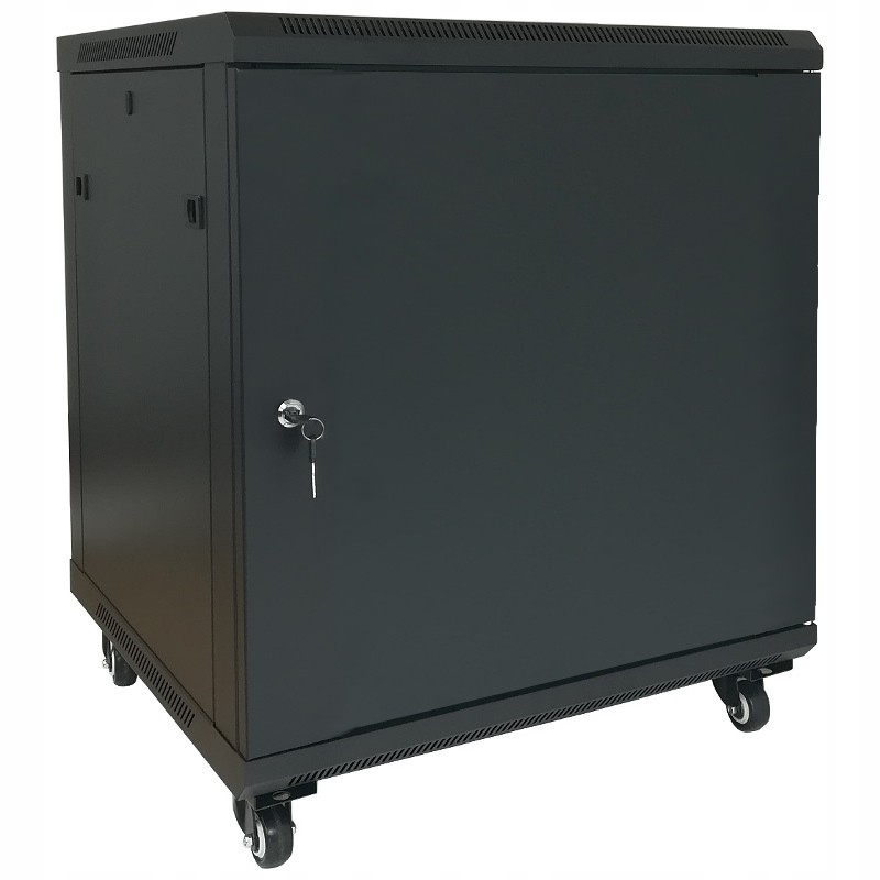 Szafa rack 19" 9U 600x600, stojąca / wisząca, metal, czarna ...