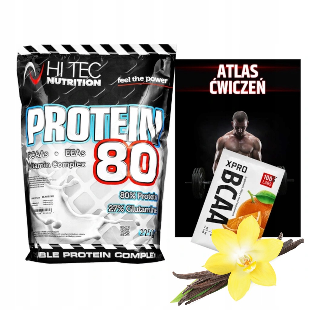 HI TEC PROTEIN 80 - 2250g BIAŁKO WHEY WPC MASA MOC - 8444289858 - oficjalne archiwum Allegro