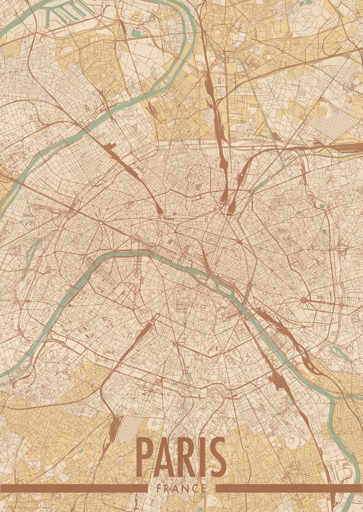Paryż Mapa Miasta Paris - plakat A3 29,7x42 cm - 10607599622 ...