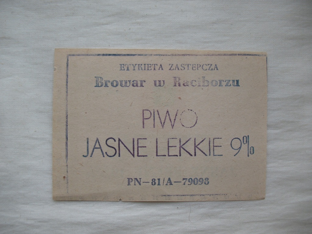 RACIBÓRZ BROWAR W RACIBORZU PIWO JASNE stara ETYKIETA PIWNA - 14798453384 - oficjalne archiwum ...