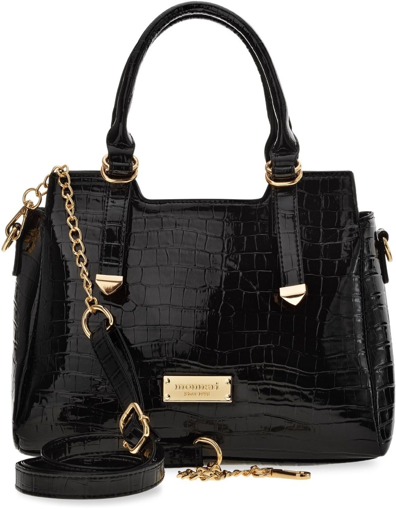 MONNARI Elegancka TOREBKA Damska CROCO LAKIEROWANA SHOPPER Skóra KROKODYLA - 14208443414 ...