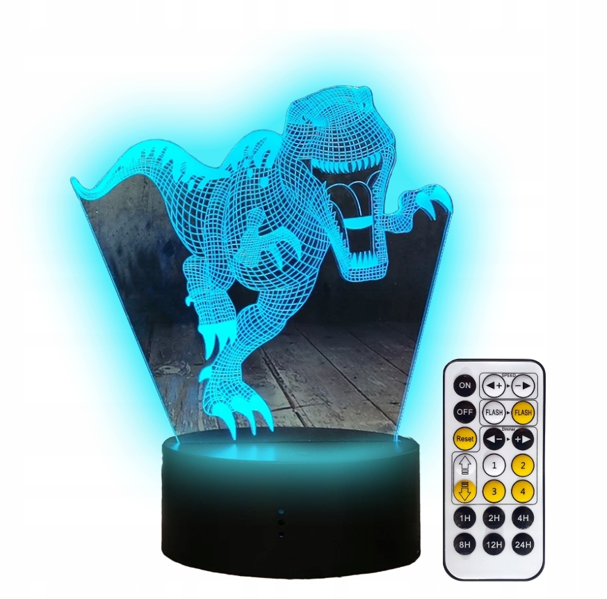 Lampka 3D LED DINOZAUR T-REX USB/BATERIE + PILOT - 16733228286 ...