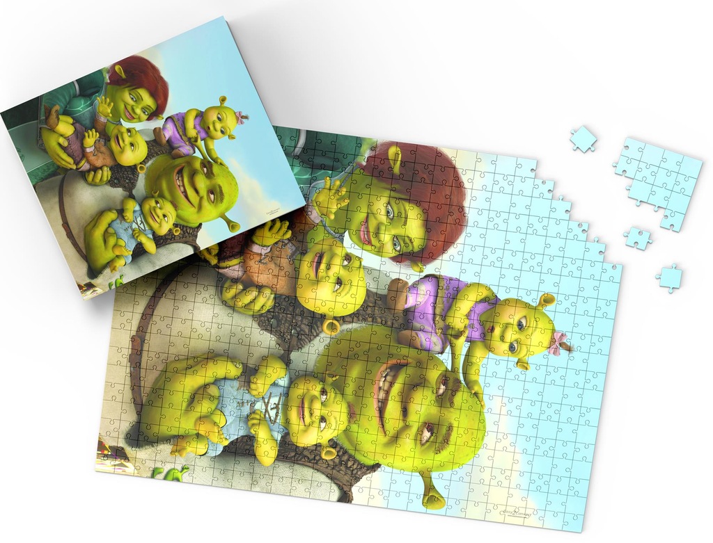 PUZZLE - SZREK SHREK BAJKA - PREZENT NA ŚWIĘTA WZORY - 70el + PUDEŁKO ...