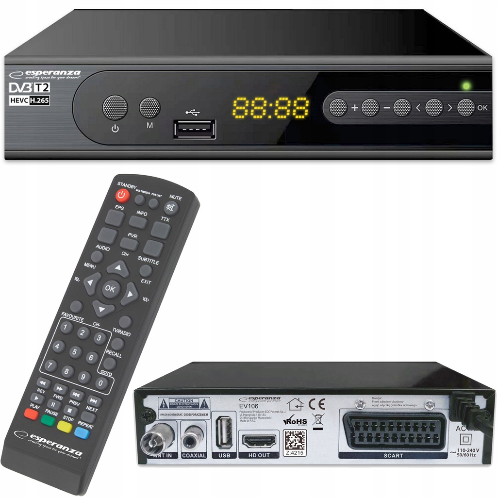 TUNER DEKODER DVB-T2 HEVC H.265 TV NAZIEMNEJ HDMI - 12701923869 - oficjalne archiwum Allegro