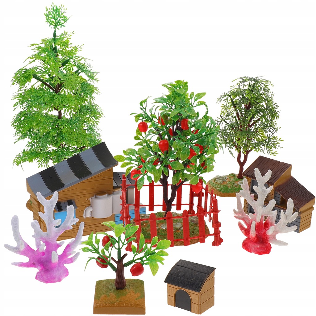 Mini Fence Small House Garden Props Farm Tree Toy - 14497257266 ...