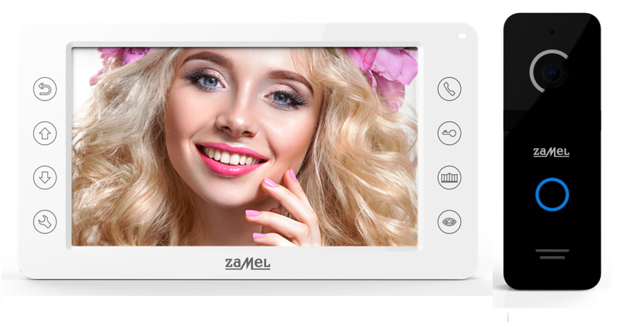 ZAMEL wideodomofon 7'LCD VP-819W+VO-811B 2 wejścia - 7899524473 ...