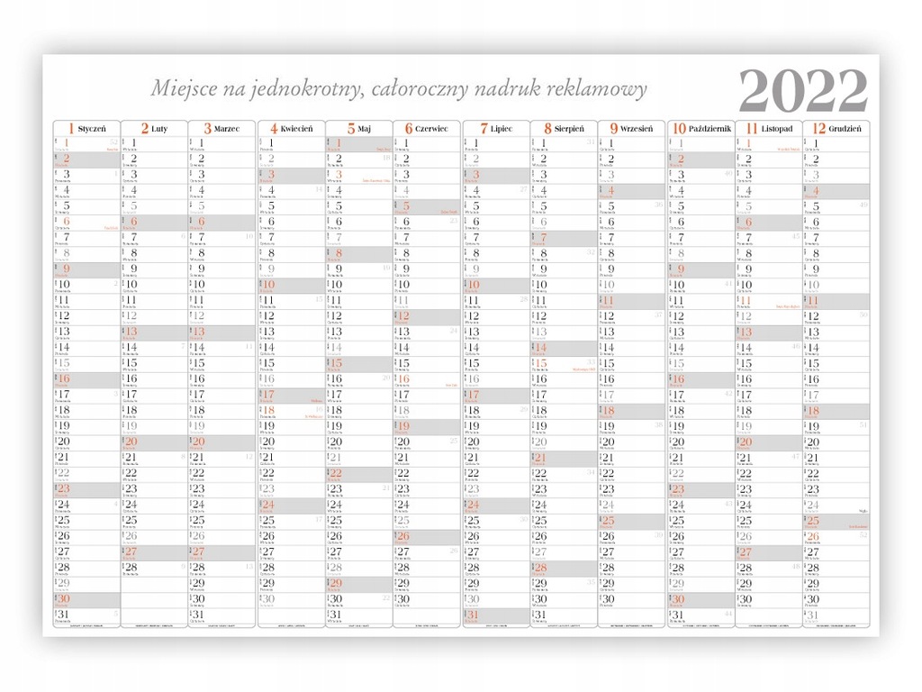 Kalendarz Planer ścienny terminarz roczny 98x68cm - 11153278476 ...