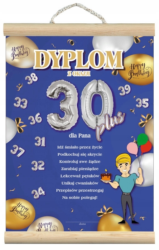 Prezent dla mężczyzny na 30 urodziny DYPLOM - 10988033360 - oficjalne archiwum Allegro