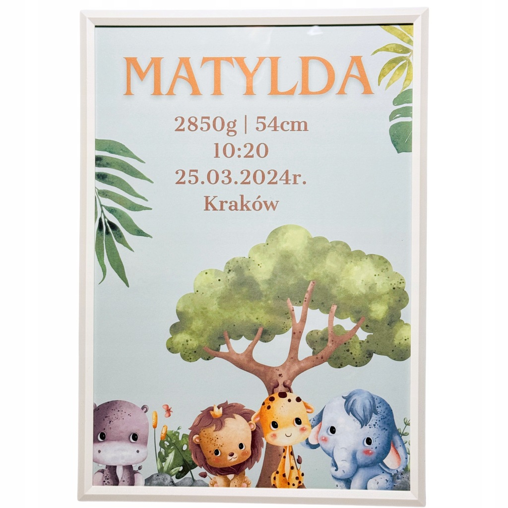 METRYCZKA DLA DZIECKA ramka A4 prezent z Okazji NARODZIN DZIECKA - 15335889211 - oficjalne ...