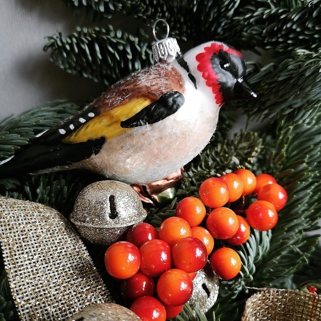 Polska bombka choinkowa szklana SZCZYGIEŁ ptak ptaszek bombki ptaki ...