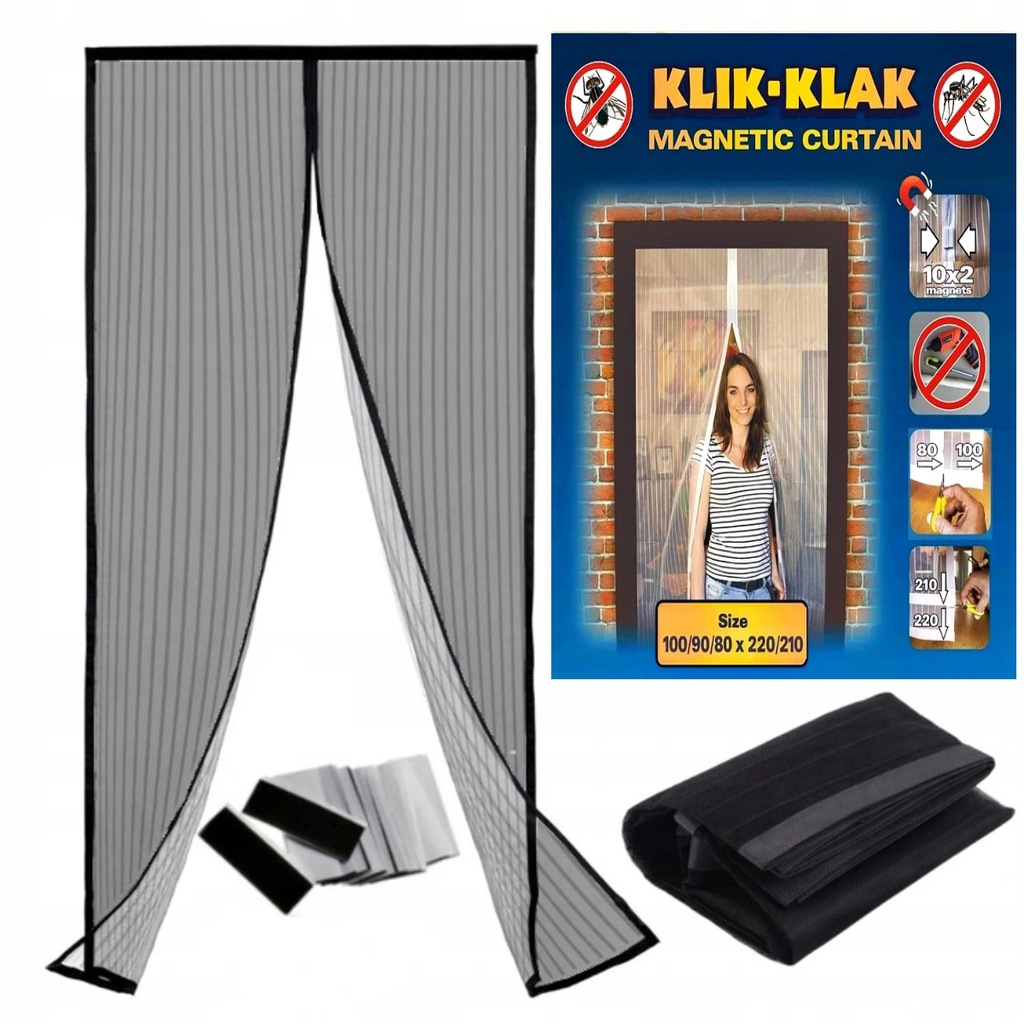 Moskitiera MAGNETYCZNA drzwi 80/90/100 x 200/210cm - 10659279448 - oficjalne archiwum Allegro