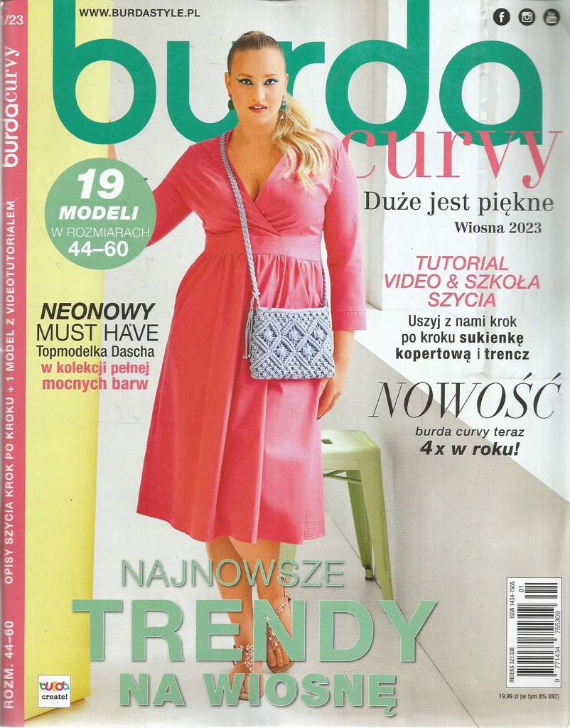 1/2023 Burda CURVY DUŻE JEST PIĘKNE + wykroje rozm 44-60 - 13866869499 - oficjalne archiwum Allegro