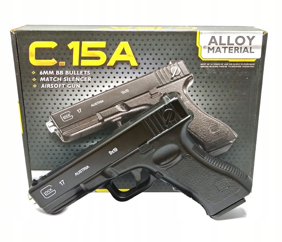 GLOCK 17 PISTOLET FULL METAL NA Kulki REPLIKA C15 - 11906251626 ...