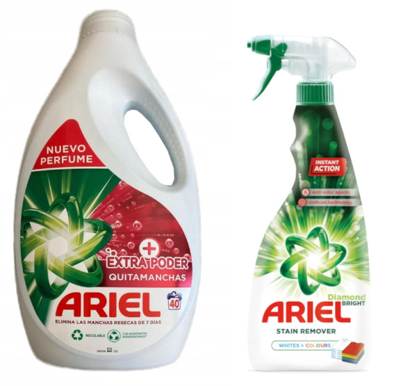 ARIEL ODPLAMIACZ SPRAY 750ml UNIVERER + ARIEL PŁYN DO PRANIA EXTRA 40W ...