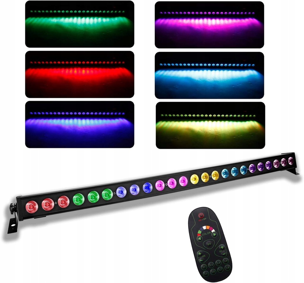 LISTWA BELKA LED LIGHT BAR RGB 24LED 72W PILOT DMX - 13383987913 ...