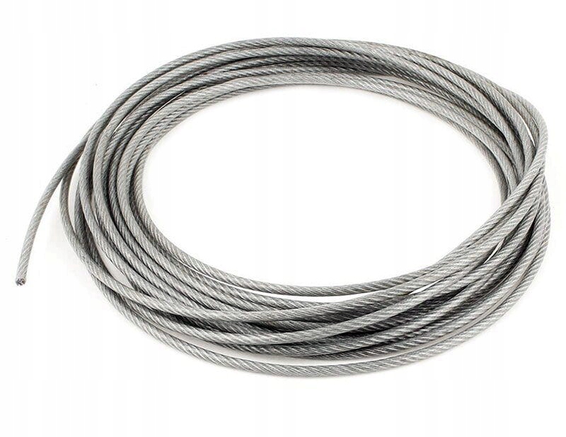 Lina Nierdzewna PVC 4mm 7x7 Stalowa Linka 20m - 11833509274 - oficjalne archiwum Allegro