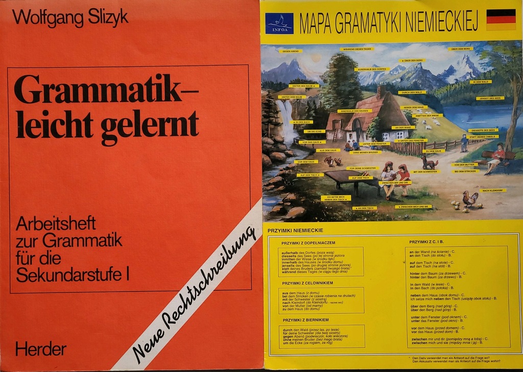 Gramatyka niemiecka - zestaw - mapa + książka - 12412873058 - oficjalne archiwum Allegro