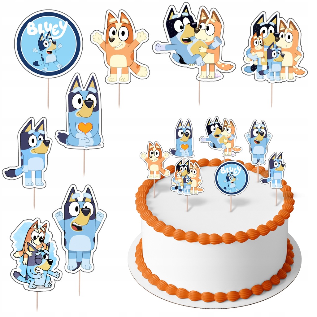 TOPPER NA TORT POSTACIE Z BLUEY 8SZT - 13537962951 - oficjalne archiwum ...