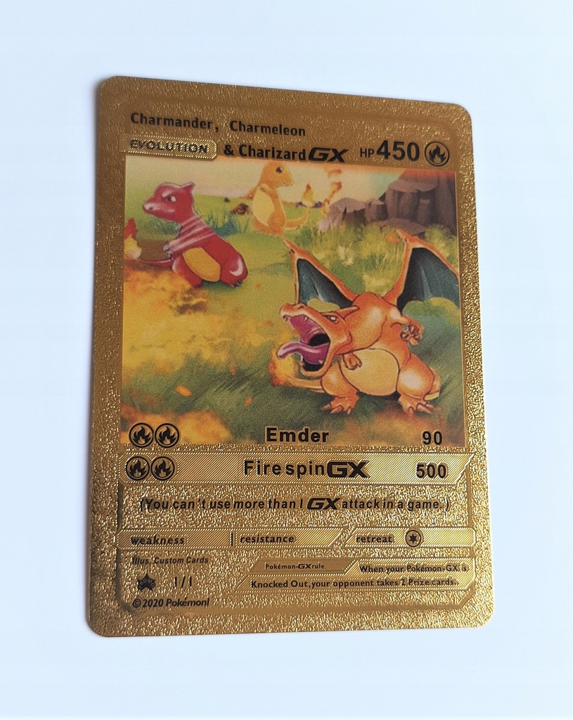 Karta Pokemon Charizard GX Złota Karta Gold - 13255350450 - oficjalne archiwum Allegro