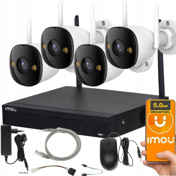 Zestaw do monitoringu IMOU 4x KAMERA Bullet 3 5MP + REJESTRATOR WiFi ...