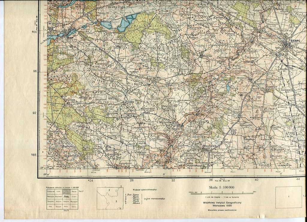 SIERPC / SKĘPE :: mapa wojskowa 1935 : ŁADNY STAN - 12041525490 ...