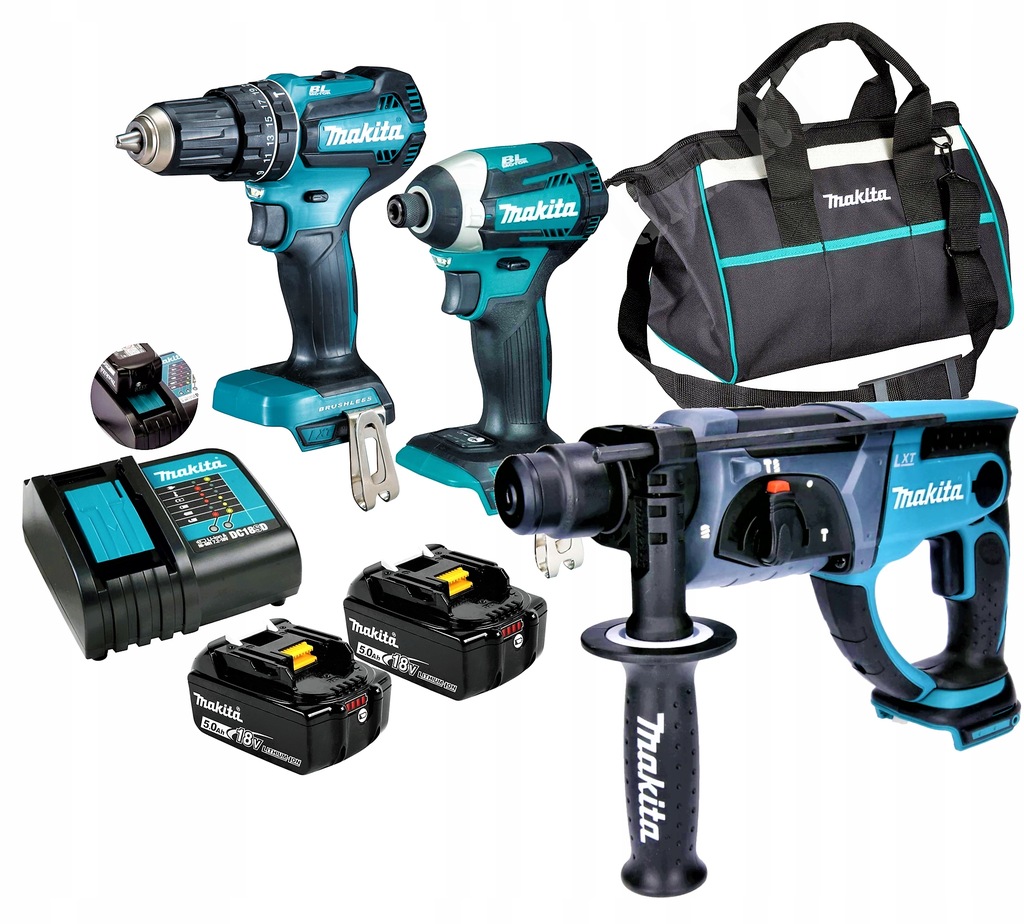 Makita Zestaw Combo 18v DHR202 DTD154 DHP485 2x5ah - 11389924079 ...