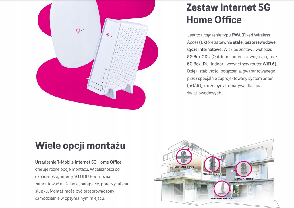 TMobile Home Office Box 5G ODU/IDU - 11962085460 - oficjalne archiwum Allegro
