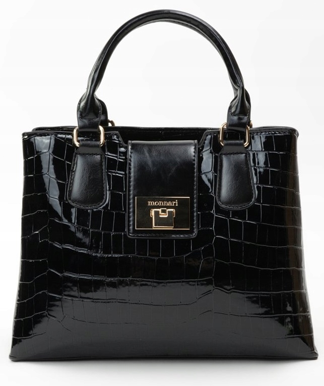MONNARI elegancka aktówka damska torebka na ramię skóra eko czarna - 14642013775 - oficjalne ...