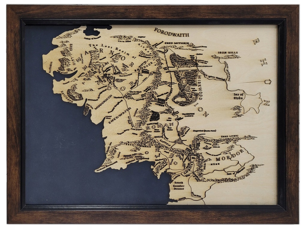 The Hobbit (Middle Earth Map) - Mapa Srodziemia w ramie 40x50 cm ...