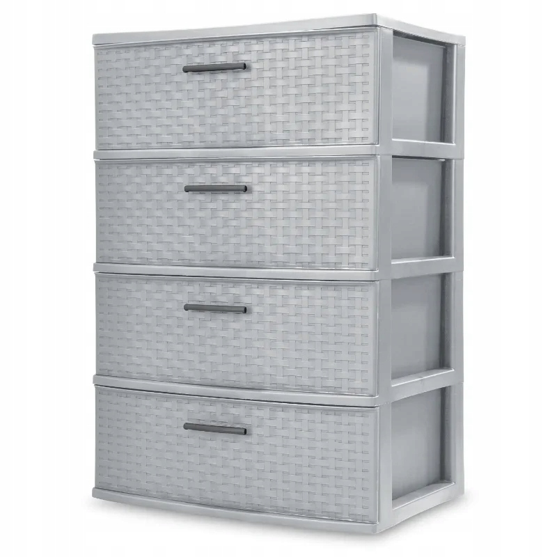 Sterilite 4 Drawer Wide Weave Tower Cement Clothes Organizer Storage ...