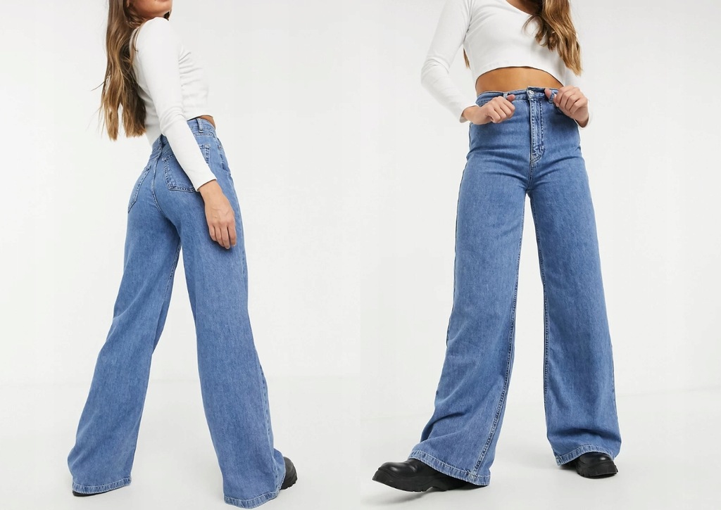 KLASYCZNE SPODNIE JEANSOWE SZEROKIE NOGAWKI XL - 12541713029 - oficjalne archiwum Allegro