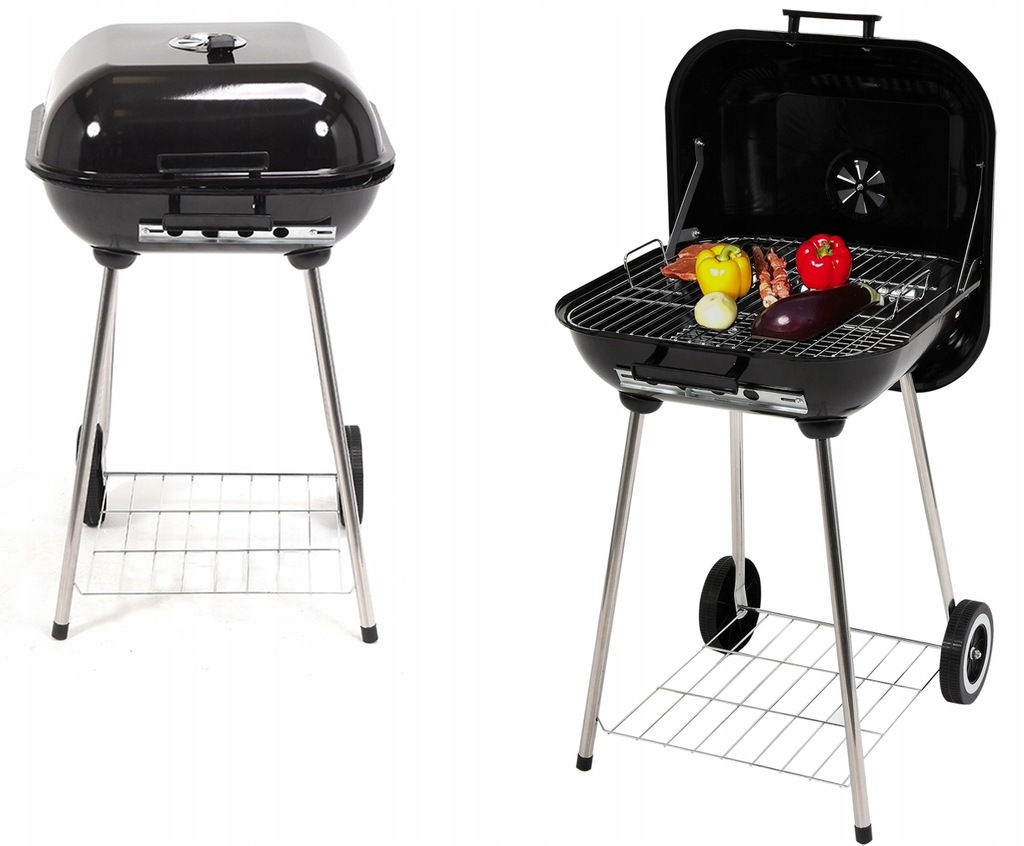 GRIL GRILL OGRODOWY Z POKRYWĄ KOŁAMI BBQ 40X45CM - 7855864278 ...