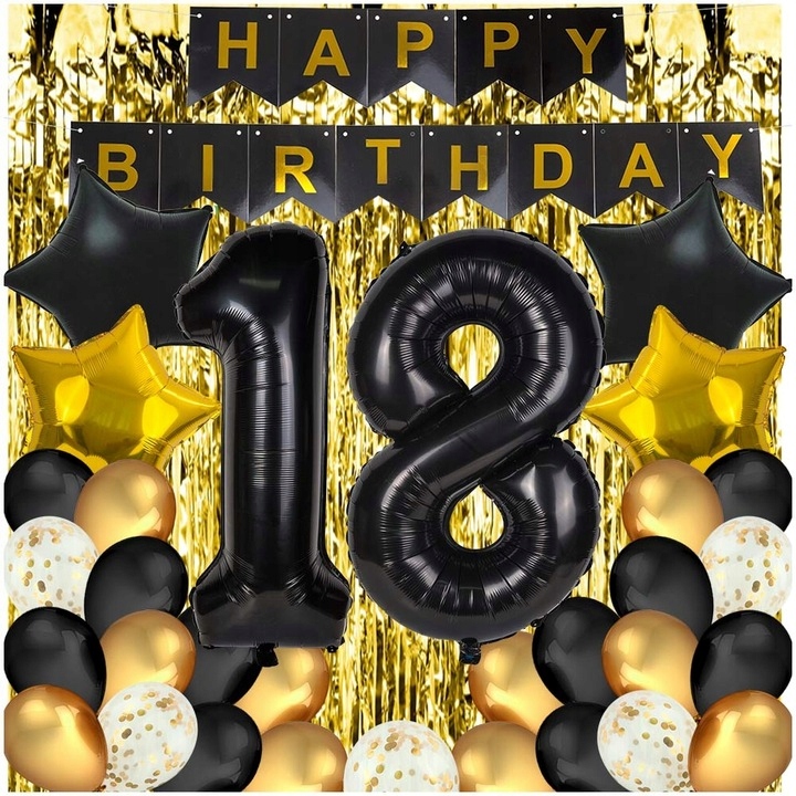 BALONY NA 18 URODZINY DUZY ZESTAW DEKORACYJNY - 13684478313 - oficjalne archiwum Allegro
