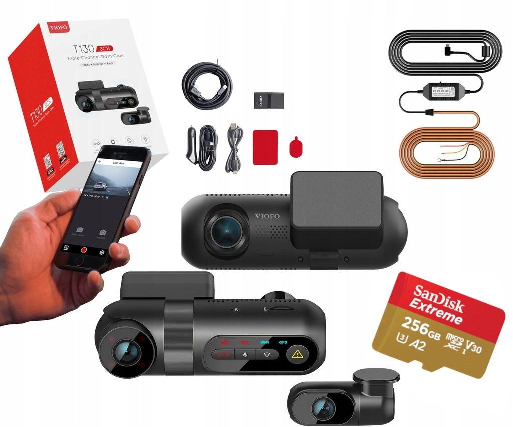 VIOFO T130 3CH-G REJESTRATOR 3 KAMERY ACC 256GB - 12360032370 ...