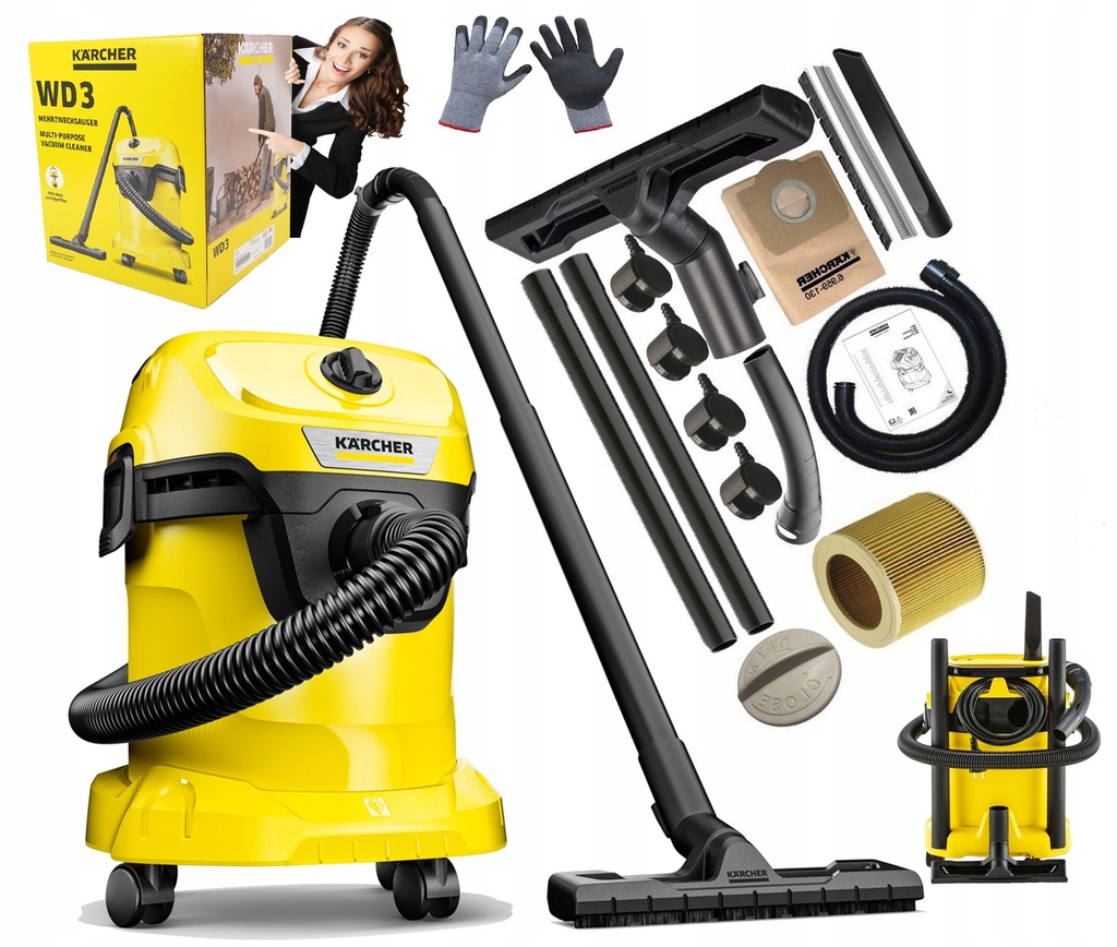 ODKURZACZ PRZEMYSŁOWY KARCHER WD3 BEZWORKOWY - 12600896094 - oficjalne archiwum Allegro