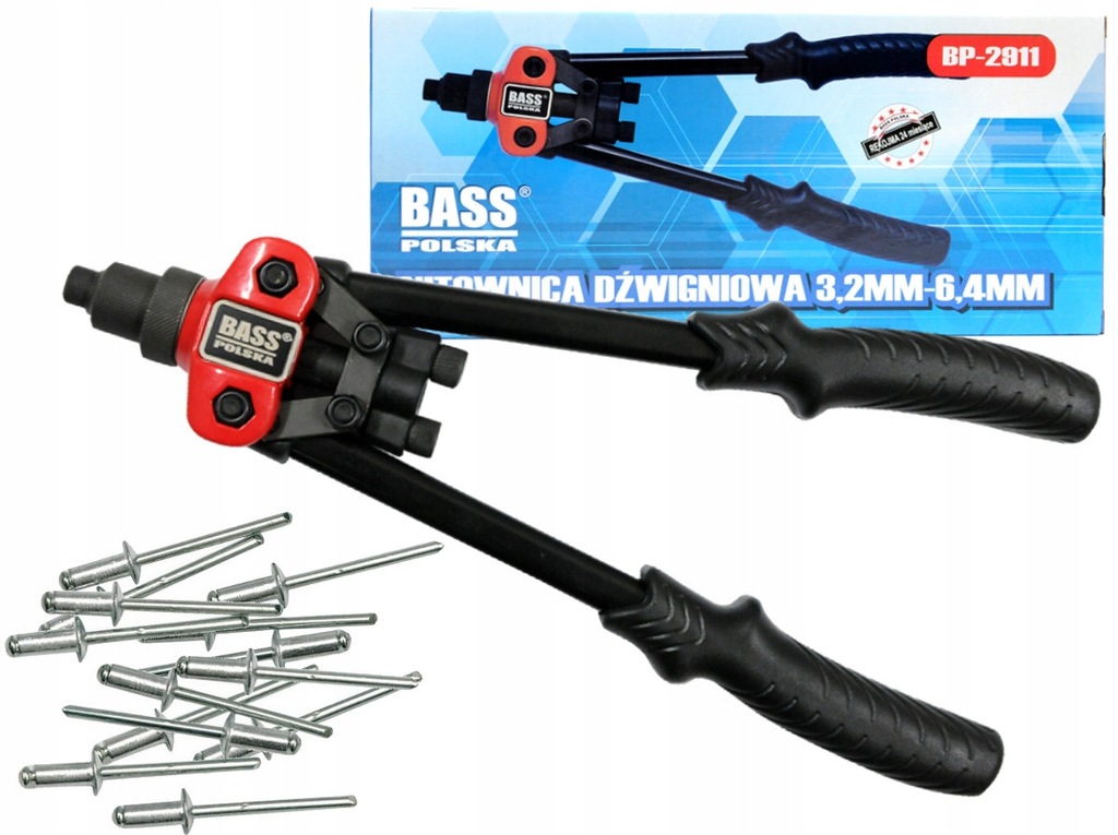 BASS RĘCZNA NITOWNICA DŹWIGNIOWA 3,2-6,4 100 NITÓW - 6949832047 - oficjalne archiwum Allegro