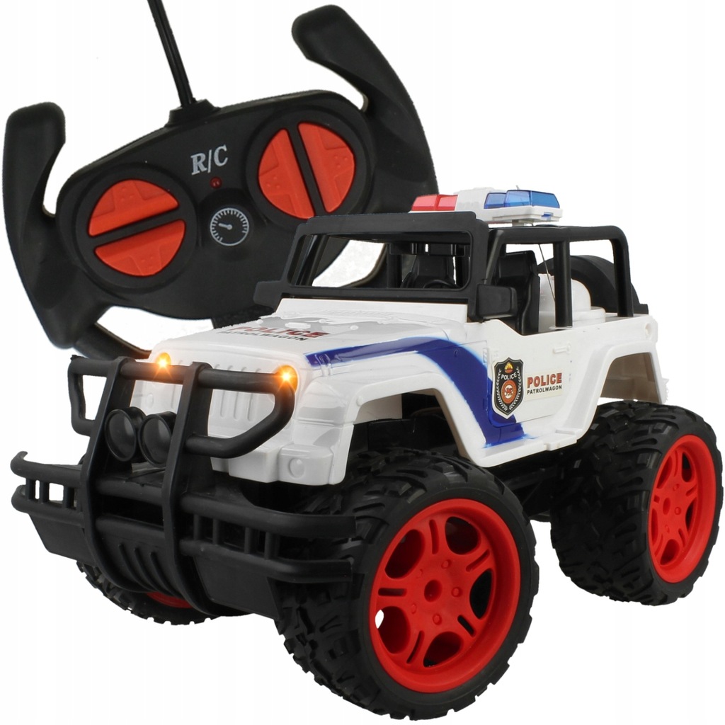 ZDALNIE STEROWANY Samochód JEEP Otwierane Drzwi R/C pilot POLICJA ...