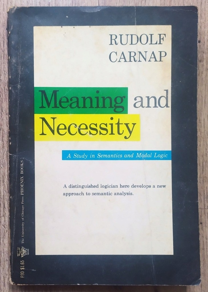 Rudolf Carnap Meaning and Necessity - 13724687482 - oficjalne archiwum ...
