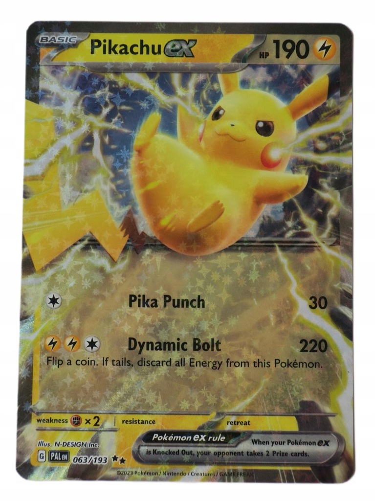 ORYGINALNA KARTA POKEMON PALDEA EVOLVED PIKACHU EX PAL 063/193 ...