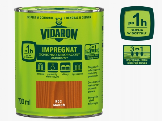 VIDARON IMPREGNAT OGRODOWY 0,7L WSZYSTKIE KOLORY - 9661533740 ...