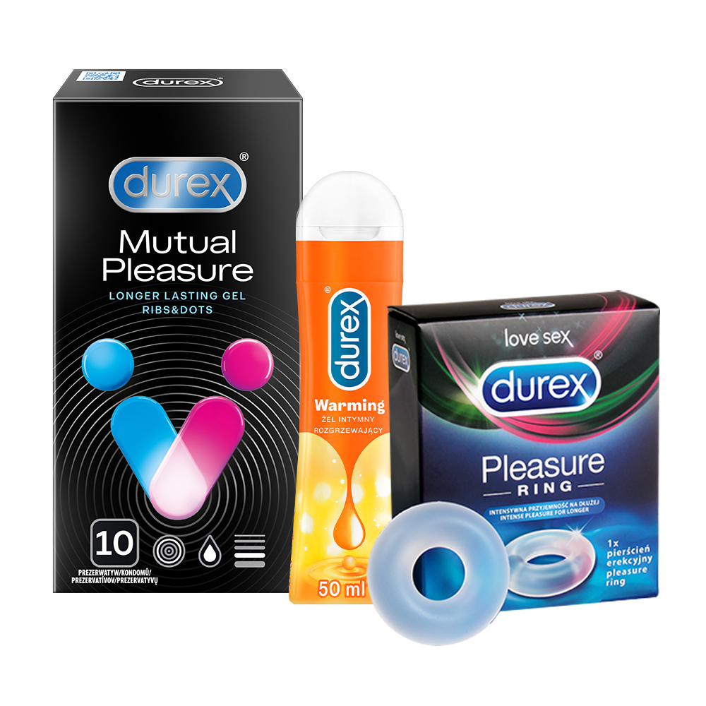 DUREX SET Prezerwatywy MUTUAL 10szt ŻEL ROZGRZEWAJĄCY Pierścień ...