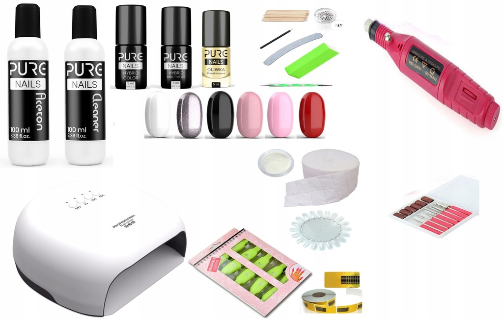Zestaw do Hybryd 7x PURE NAILS Lampa N6 Frezarka - 8704771635 - oficjalne archiwum Allegro