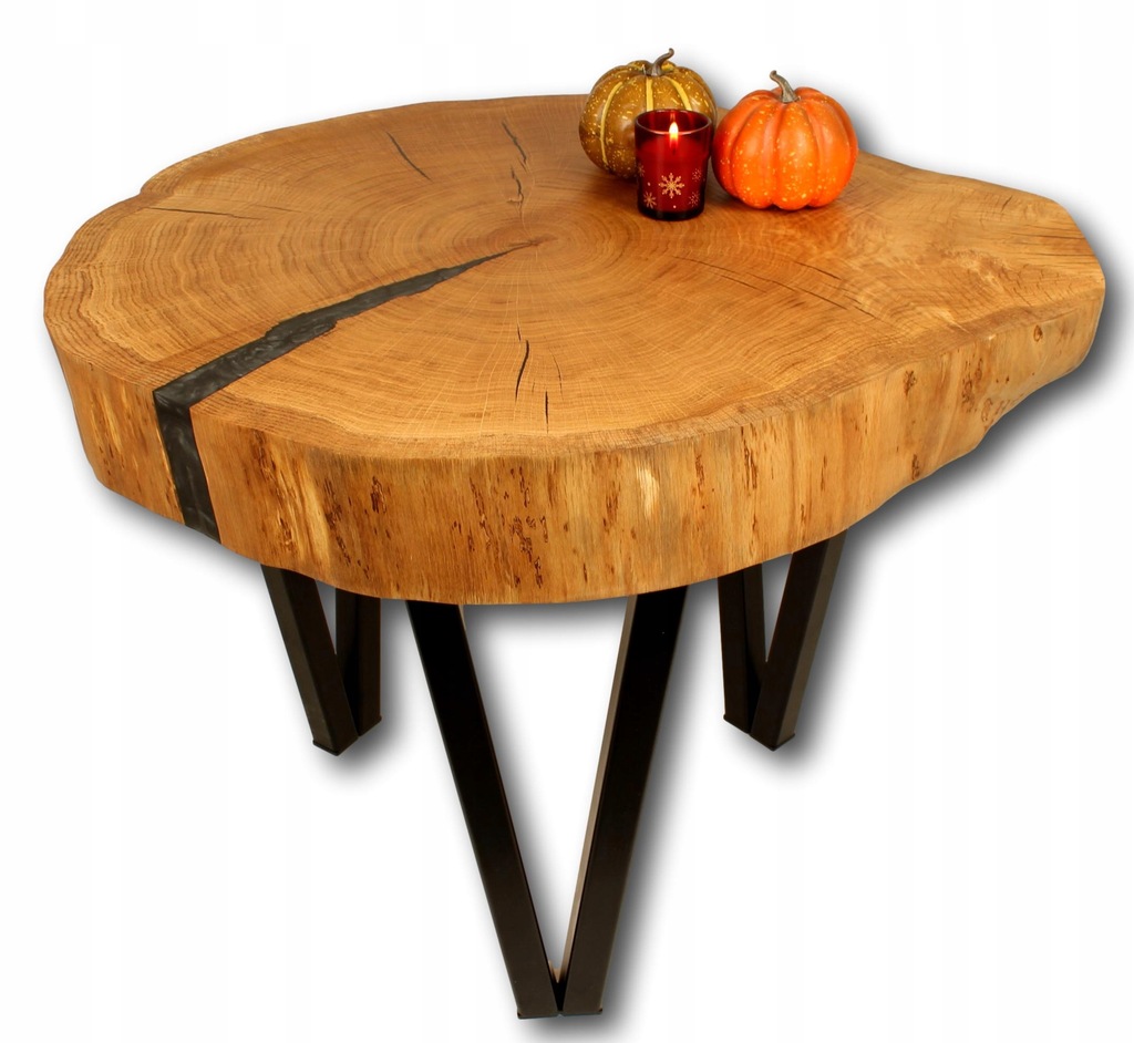 STOLIK KAWOWY Z PLASTRA DREWNA 100 LETNI DĄB ! - 12789662530 ...