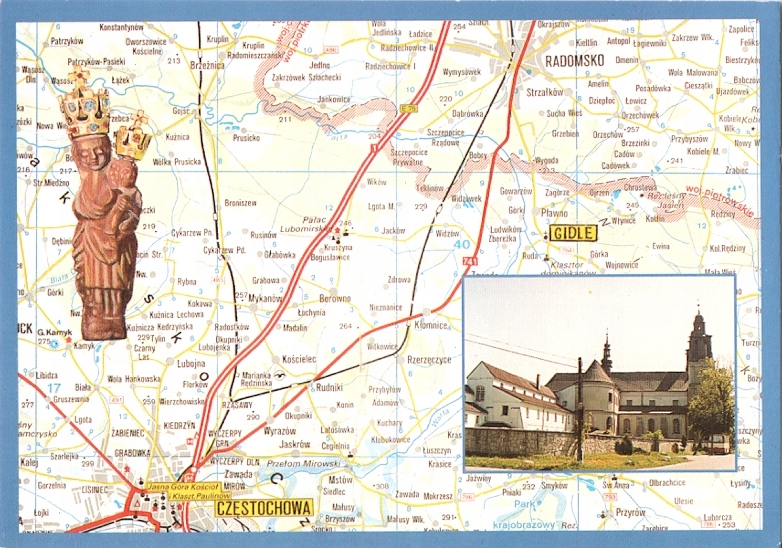 CZĘSTOCHOWA - GIDLE - RADOMSKO - KOŚCIÓŁ + MAPA i MATKA BOŻA - 2000R ...