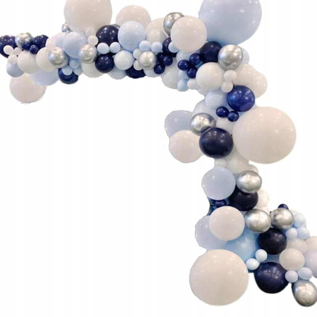 GIRLANDA BALONOWA BALONY NIEBIESKIE BIAŁE SREBRNE URODZINY DEKORACJA - 14568822818 - oficjalne ...